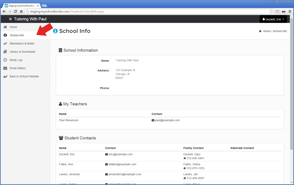 School Contact Page - TutorBird