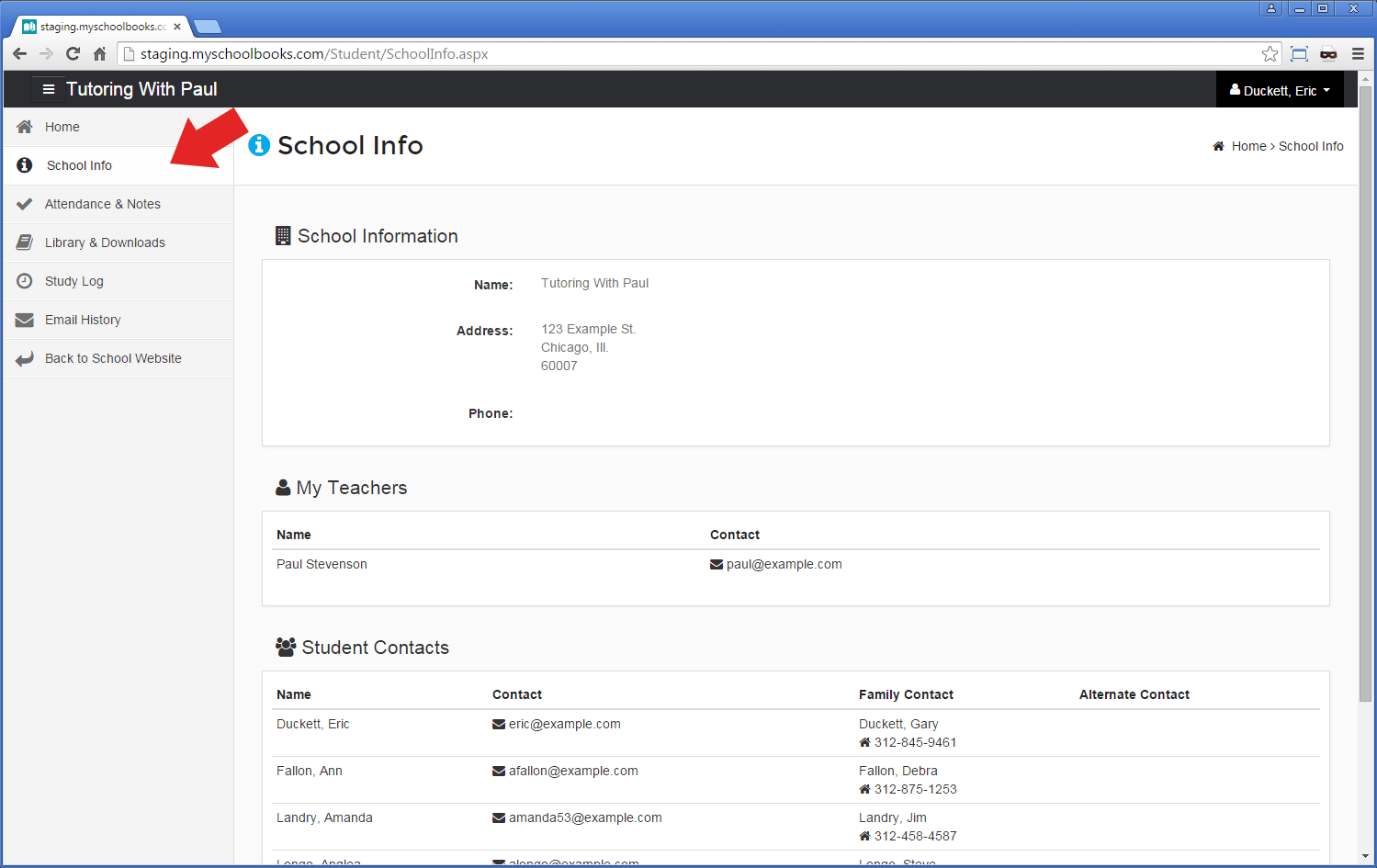 School Contact Page - TutorBird